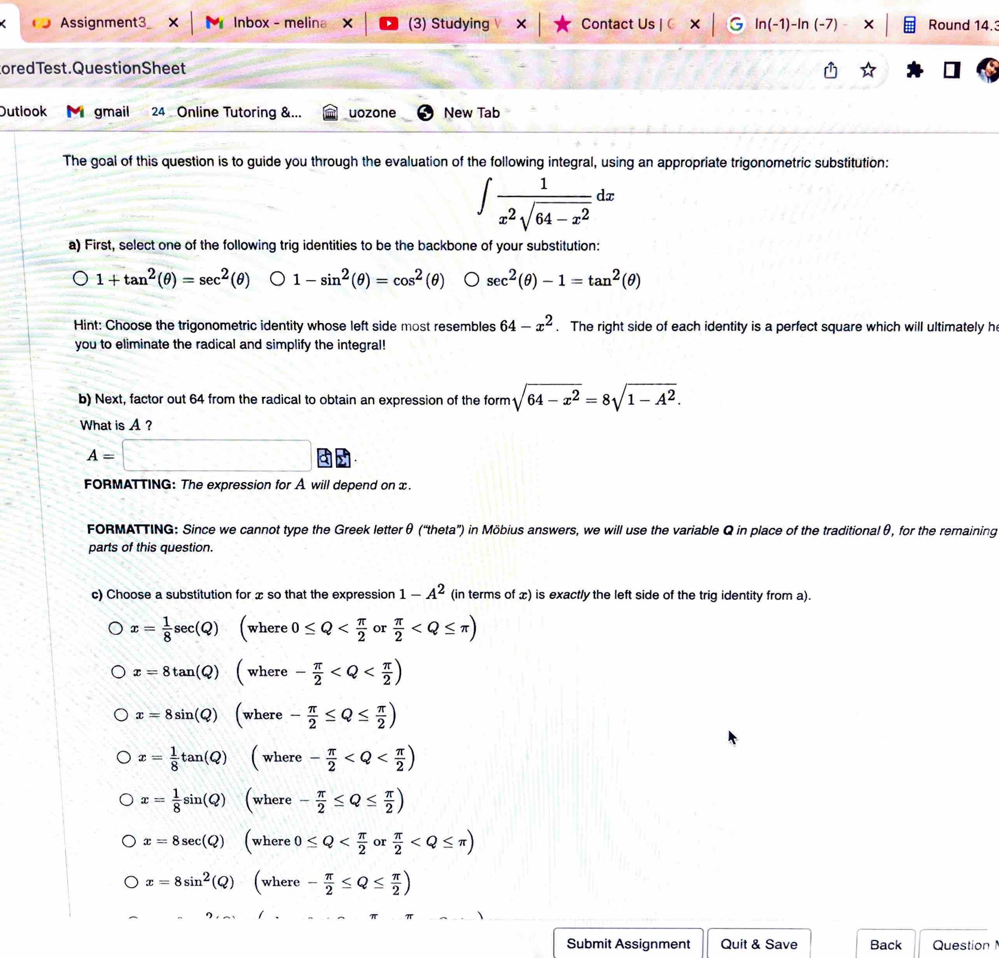 M gmail 24 Online Tutoring \&... uozone New Tab The | Chegg.com