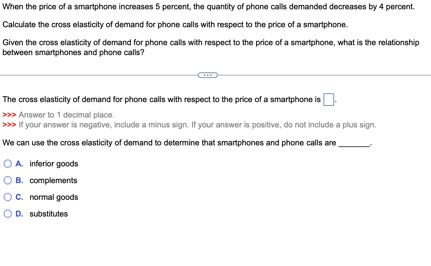 Solved When the price of a smartphone increases 5 percent, | Chegg.com