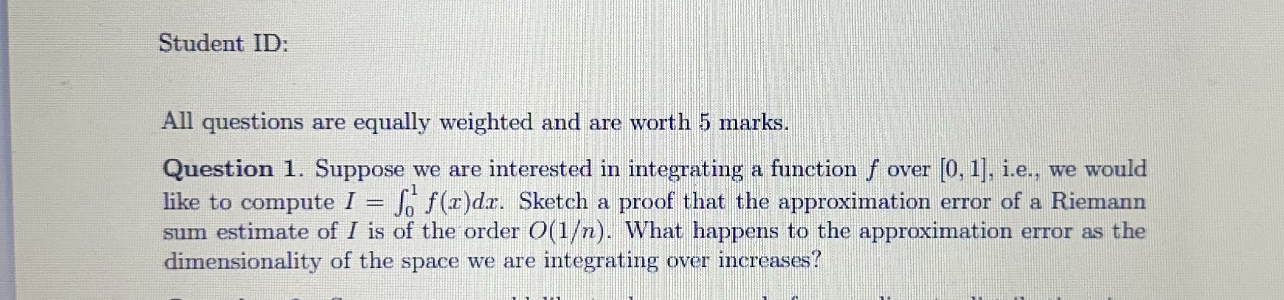 Solved Student ID:All questions are equally weighted and are | Chegg.com