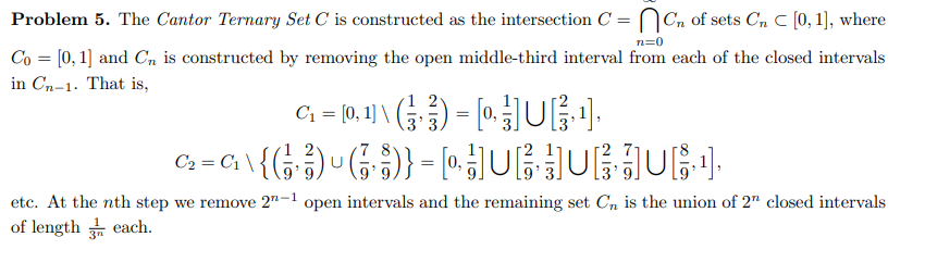 Solved n=0 = Problem 5. The Cantor Ternary Set C is | Chegg.com