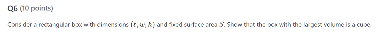 Solved Q6 (10 ﻿points)Consider a rectangular box with | Chegg.com