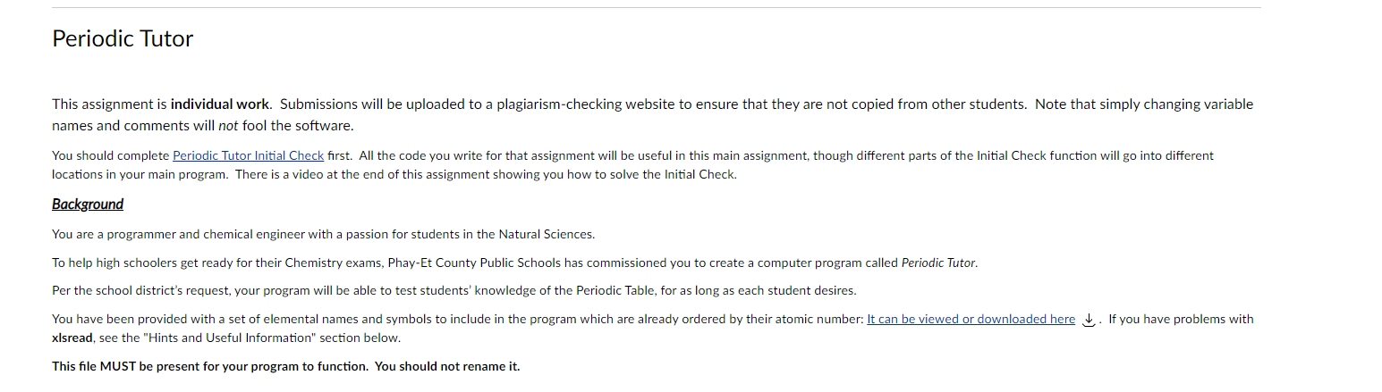 Solved Periodic Tutor This assignment is individual work. | Chegg.com