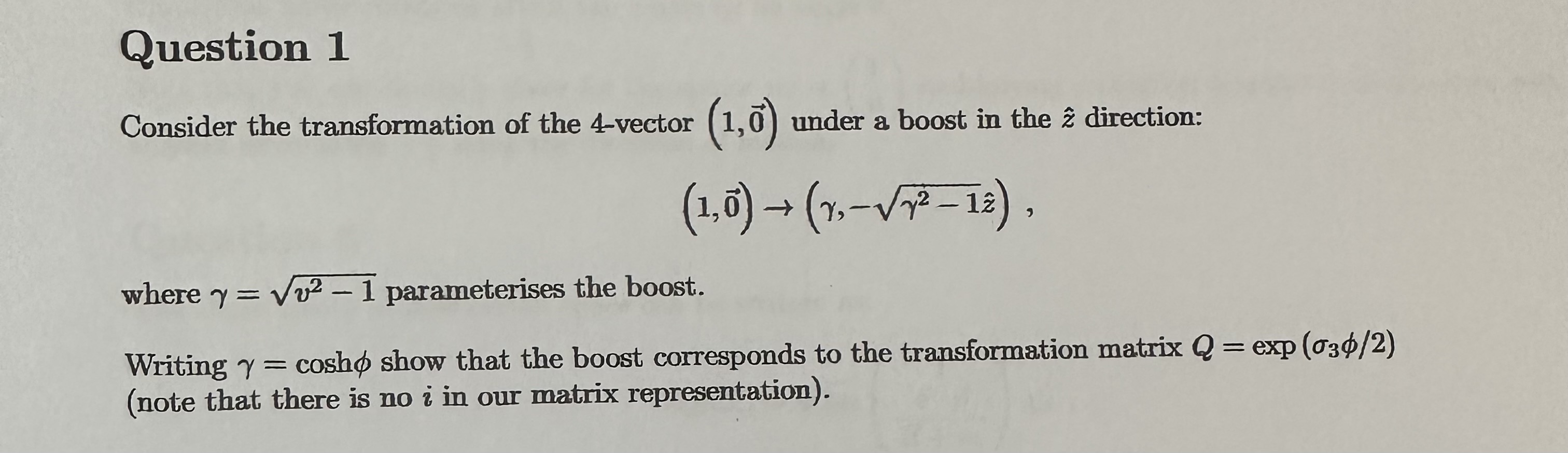 Solved Consider the transformation of the 4 -vector (1,0) | Chegg.com