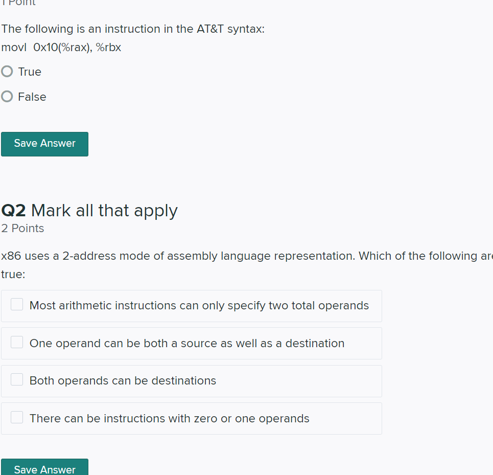 Solved The following is an instruction in the AT&T syntax: | Chegg.com