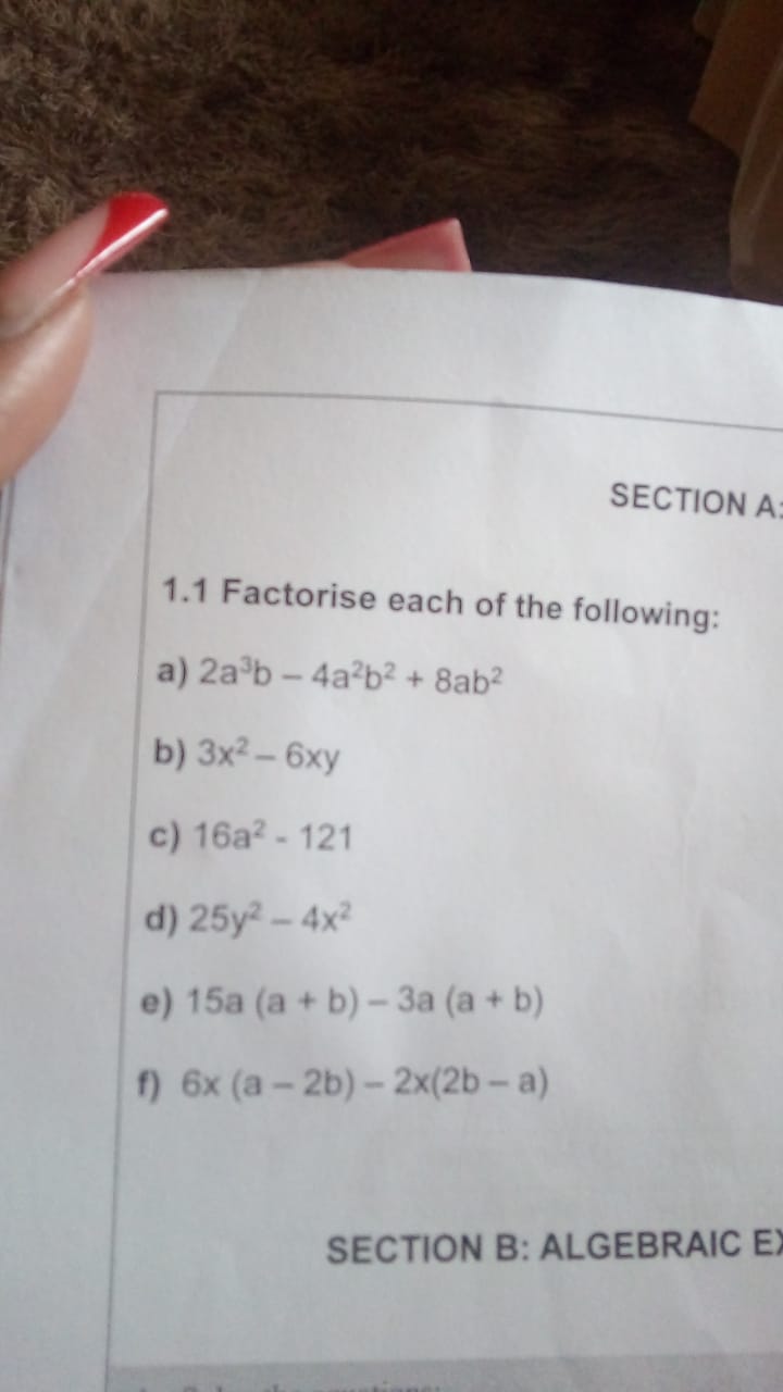 Solved 1.1 Factorise each of the following: a) \\( 2 a^{3} | Chegg.com