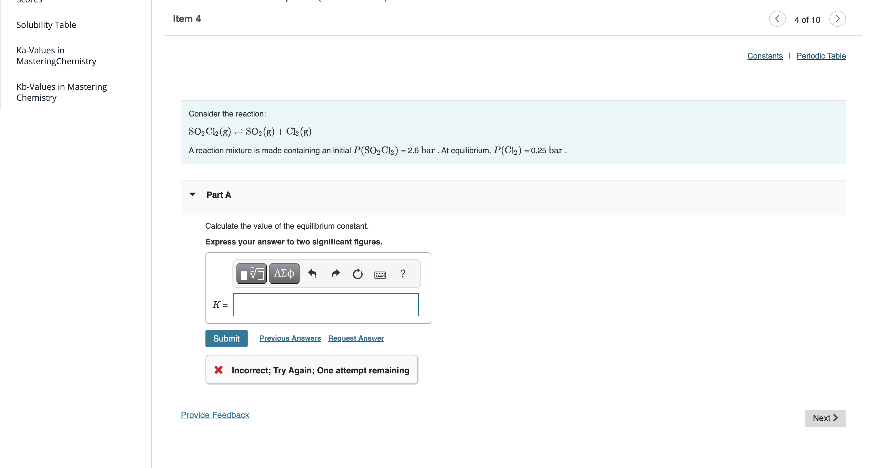 Solved Solubility Table Ka-Values in MasteringChemistry | Chegg.com