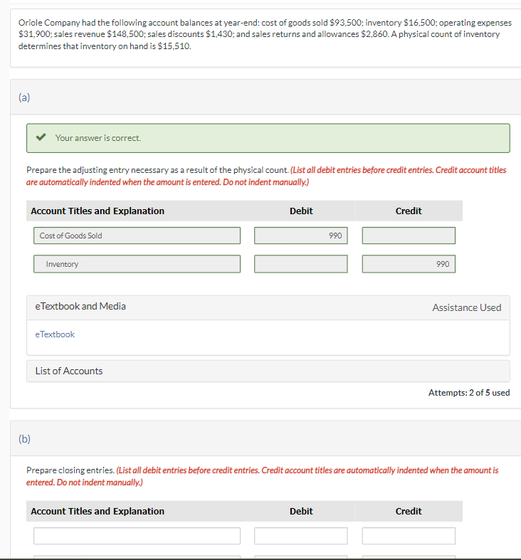Solved Prepare closing entries. (List all debit entries | Chegg.com