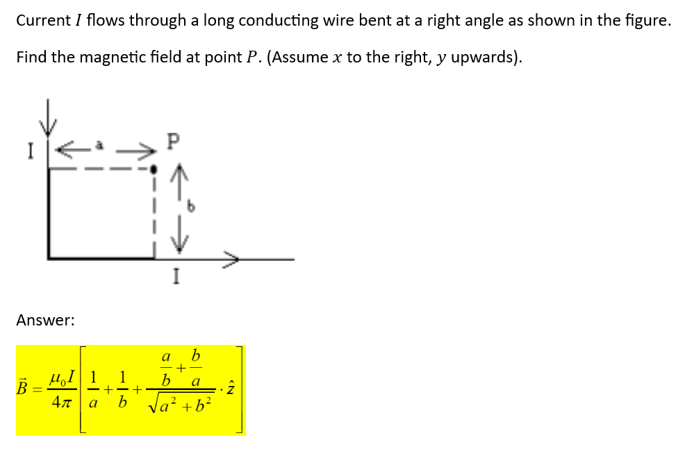 Solved Current I flows through a long conducting wire bent | Chegg.com