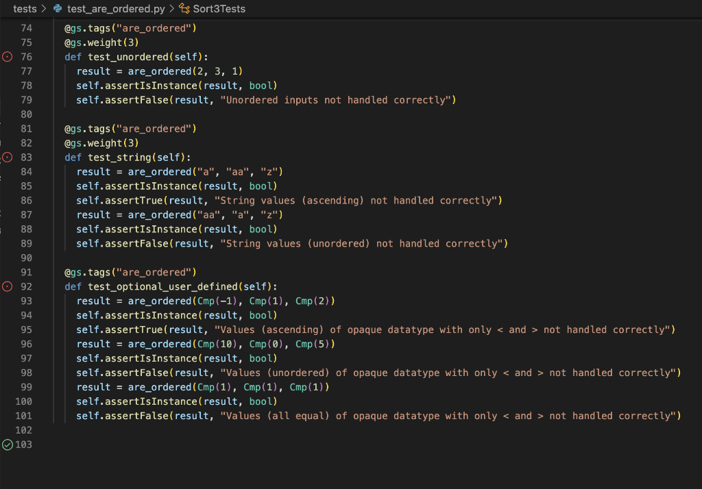 Solved Problem 3 – are_ordered(): Order check [15 points] | Chegg.com