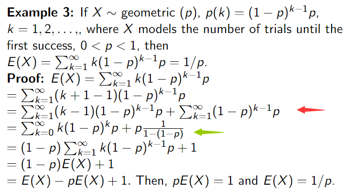 Solved Example 3: If X∼ geometric (p),p(k)=(1−p)k−1p, | Chegg.com
