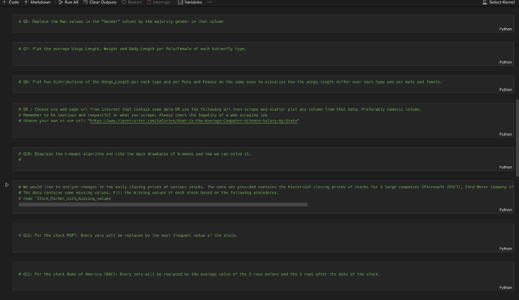 | Code | Markdown >> Run All Clear Outputs Restart | Chegg.com