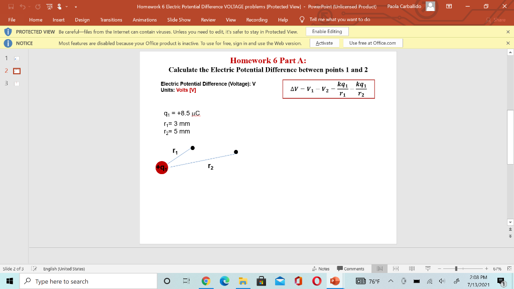Solved Homework 6 Electric Potential Difference VOLTAGE | Chegg.com