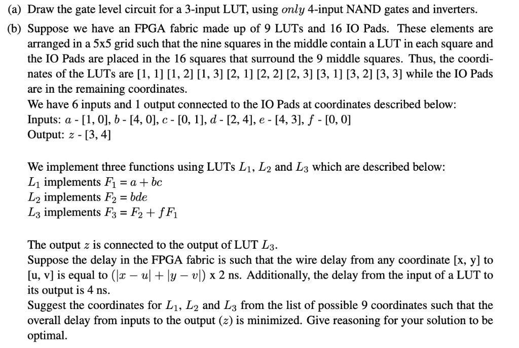 (a) Draw the gate level circuit for a 3-input LUT, | Chegg.com
