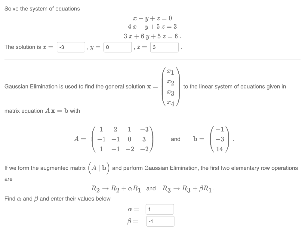 Solved Solve the system of equations | Chegg.com