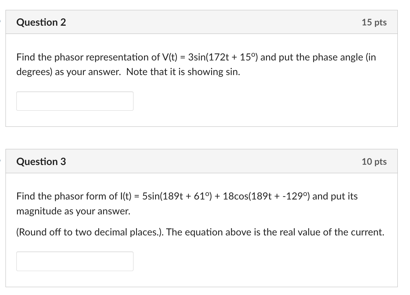 Solved Question 215 ﻿ptsFind the phasor representation of | Chegg.com