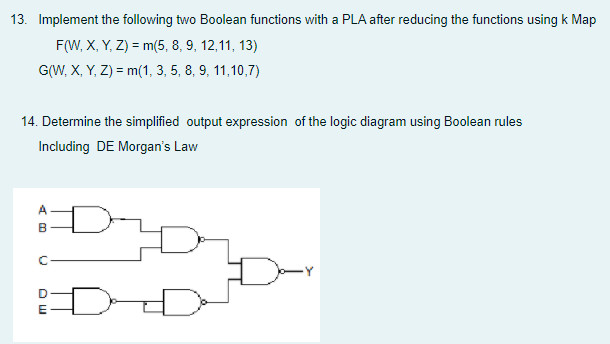 Solved 13 Implement The Following Two Boolean Functions 
