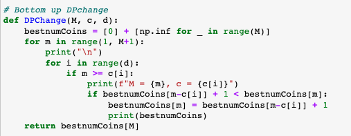 Solved Modify your bottom-up function DPchange to return | Chegg.com