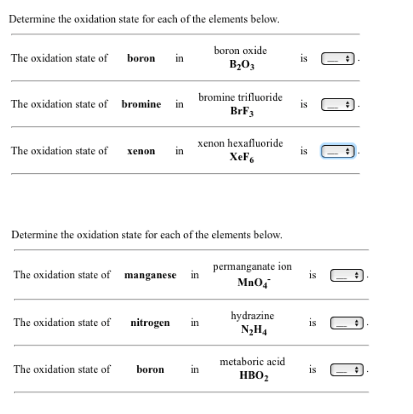 Solved Determine the oxidation state for each of the | Chegg.com