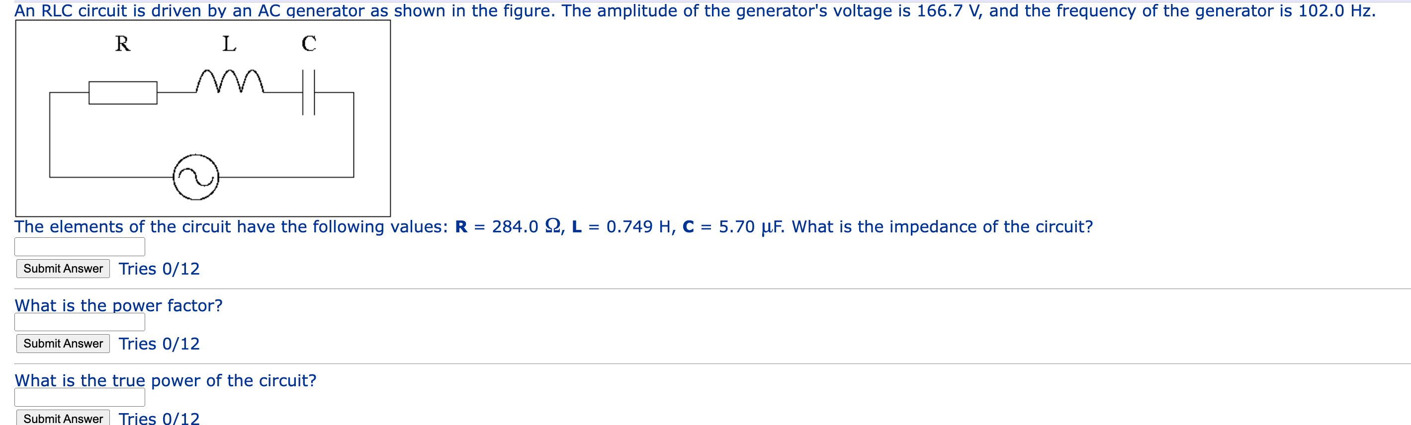 Solved The elements of the circuit have the following | Chegg.com