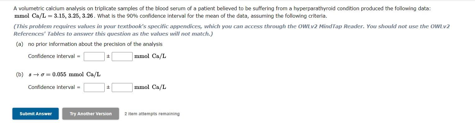 Solved A volumetric calcium analysis on triplicate samples | Chegg.com