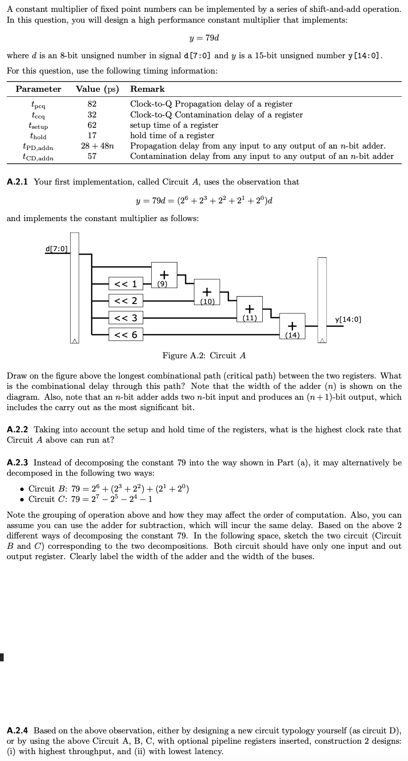 Solved A constant multiplier of fixed point numbers can be | Chegg.com