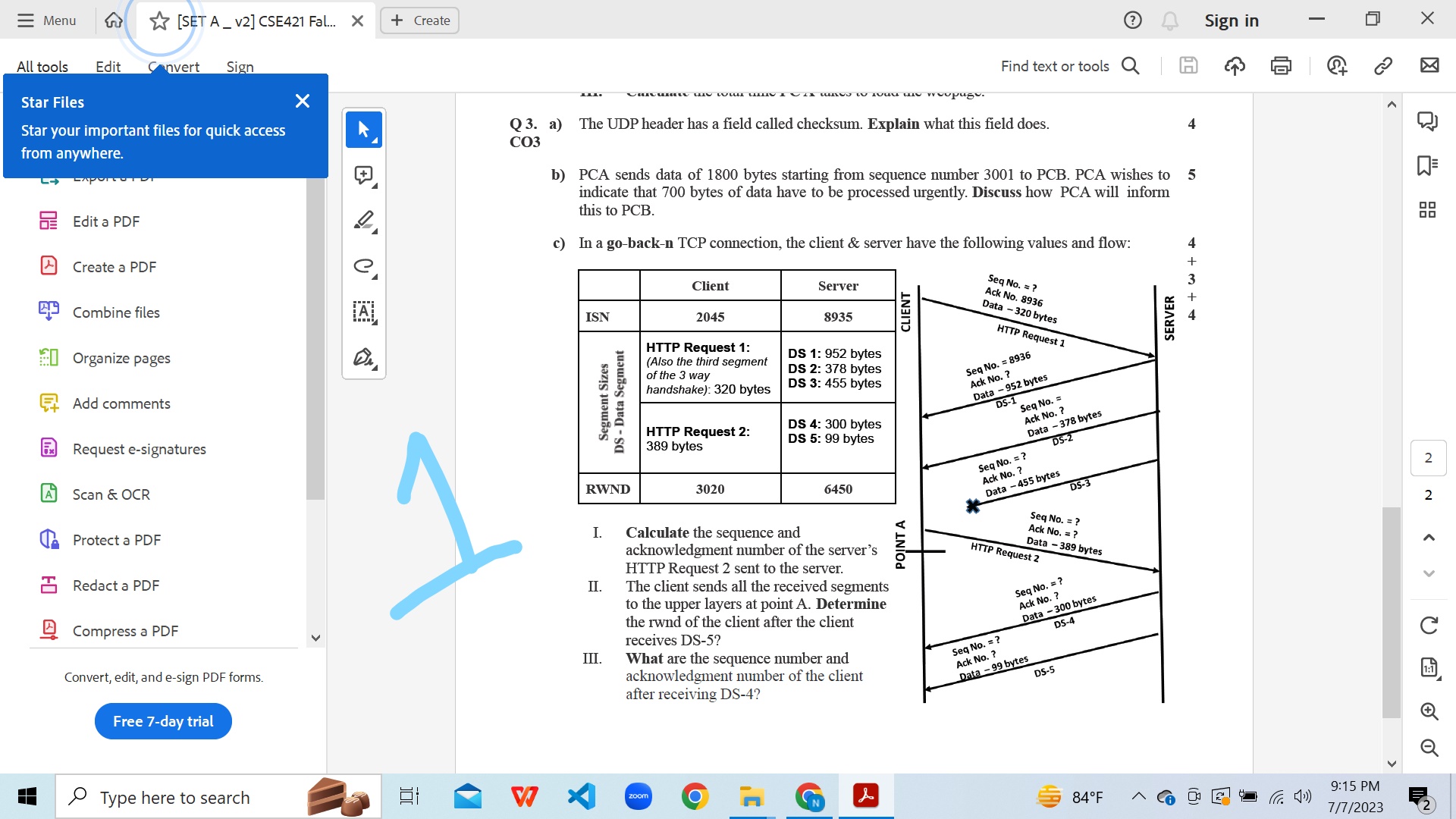Solved 3. a) The UDP header has a field called checksum. | Chegg.com