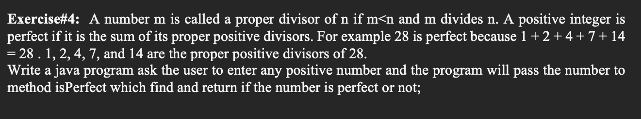 Solved m Exercise#4: A number m is called a proper divisor | Chegg.com