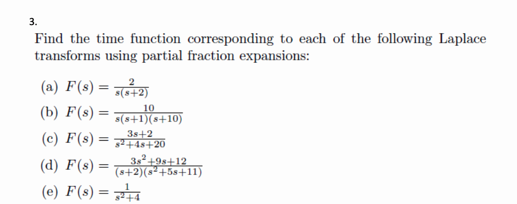 Solved 3. Find the time function corresponding to each of | Chegg.com
