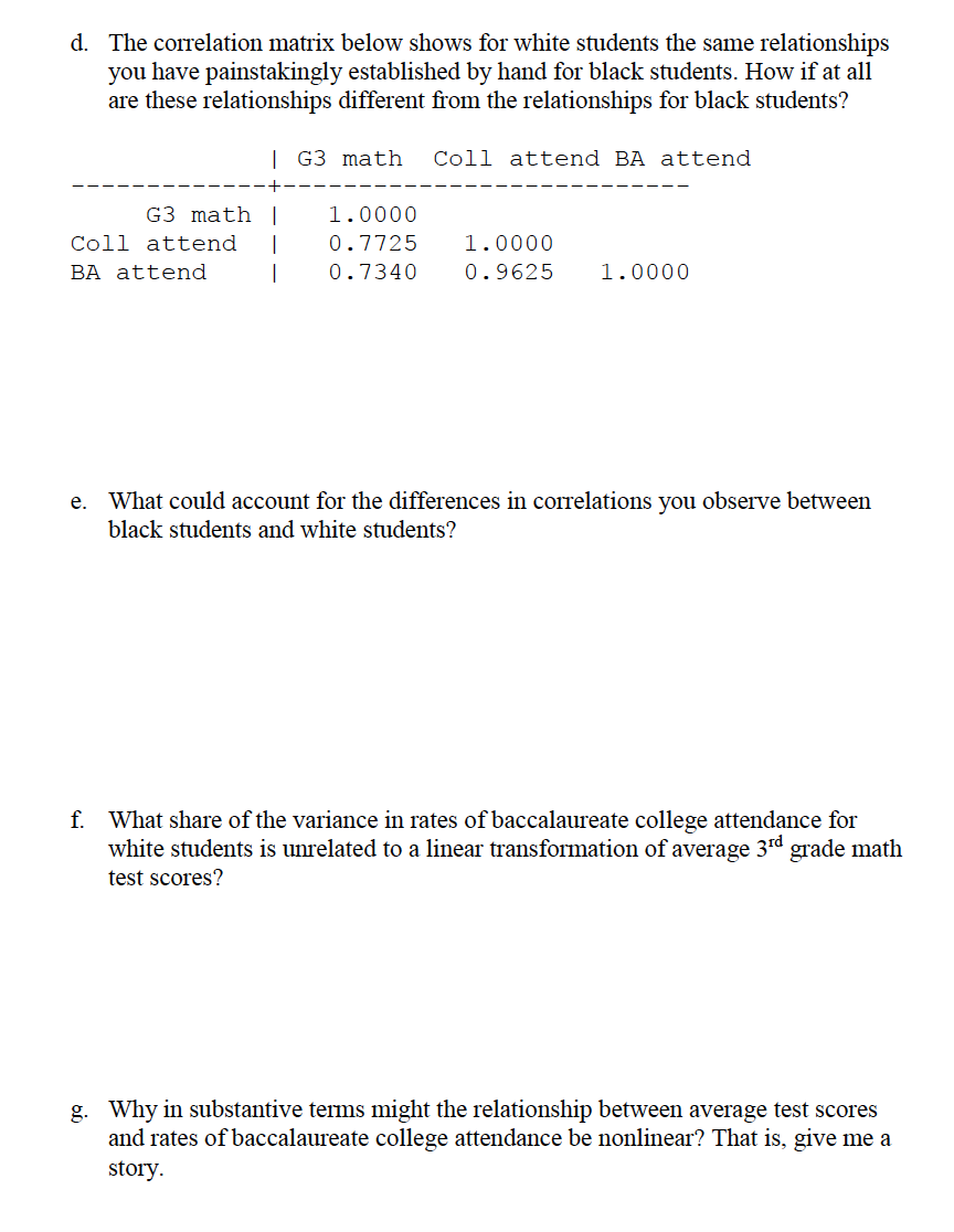 Solved 1. The data below show average 3rd grade math scores, | Chegg.com
