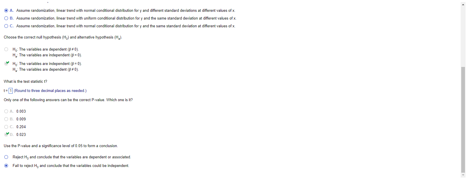 Solved A Assume Randomization Linear Trend With Normal 