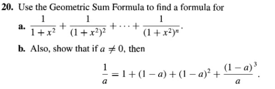 Solved 20. Use the Geometric Sum Formula to find a formula | Chegg.com