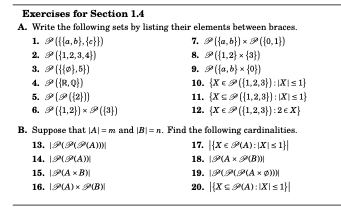 Solved A. Write the following sets by listing their elements | Chegg.com
