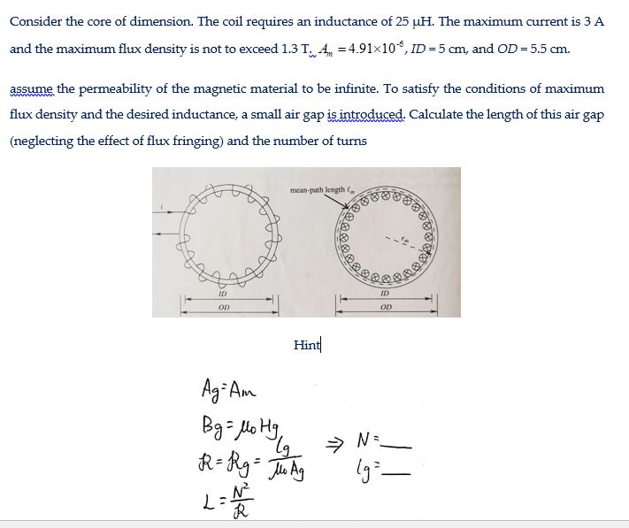 Solved Consider the core of dimension. The coil requires an | Chegg.com