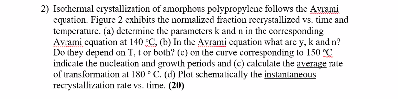 Solved 2) Isothermal crystallization of amorphous | Chegg.com