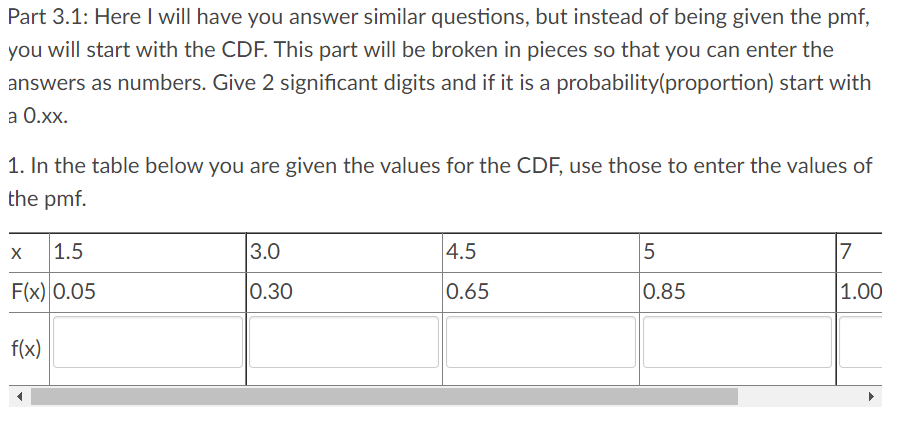 Solved Part 3.1: Here I will have you answer similar | Chegg.com