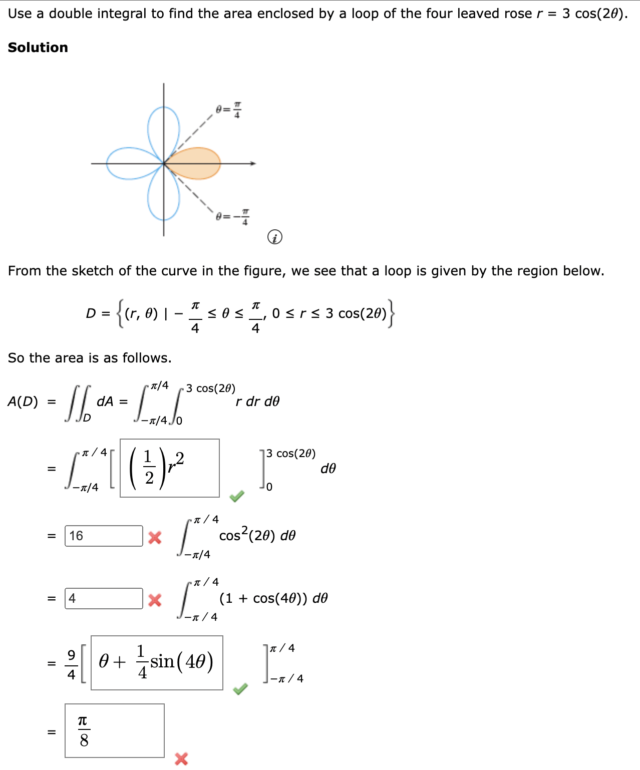 Solved Use a double integral to find the area enclosed by a | Chegg.com