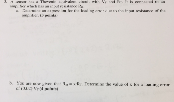 Solved 3. A sensor has a Thevenin equivalent circuit with Vr | Chegg.com