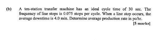Solved A ten-station transfer machine has an ideal cycle | Chegg.com