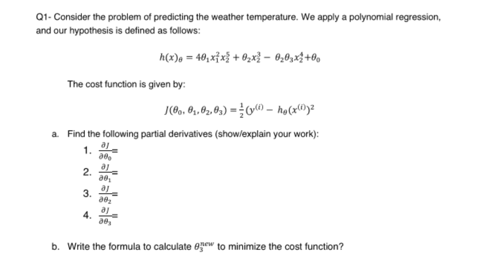 Solved Q1- Consider the problem of predicting the weather | Chegg.com
