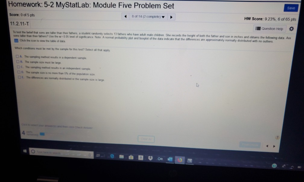 Solved Homework: 5-2 MyStatLab: Module Five Problem Set Save | Chegg.com