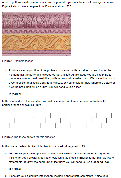 Solved A frieze pattern is a decoration made from repeated | Chegg.com