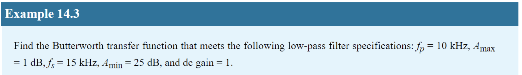 Solved Example 14.3 = Find the Butterworth transfer function | Chegg.com