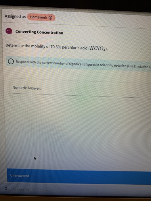 Solved Assigned as Homework O Converting Concentration | Chegg.com