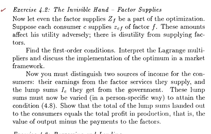 Exercise 4.2: The Invisible Hand - Factor Supplies | Chegg.com
