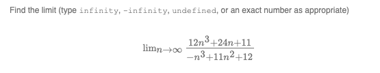 Solved Find the limit (type infinity, -infinity, undefined, | Chegg.com