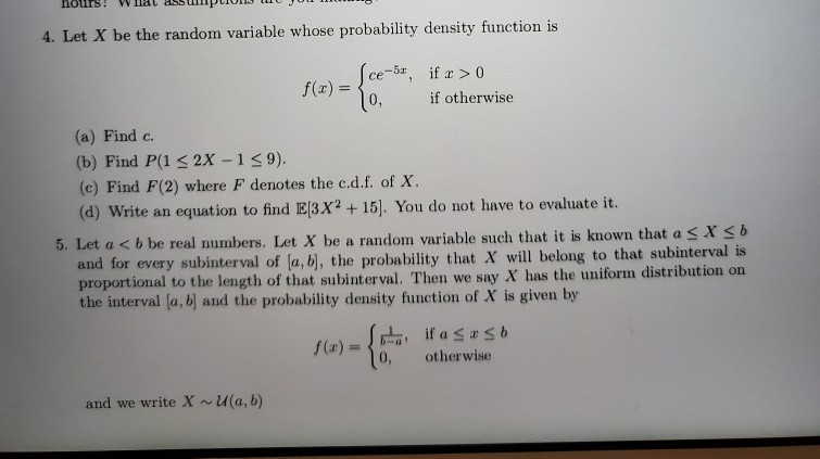 Solved hous! 4. Let X be the random variable whose | Chegg.com