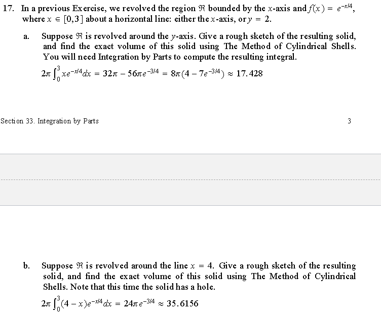 Solved 17. In a previous Exercise, we revolved the region ℜ | Chegg.com