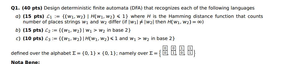 Solved Q1. (40 pts) Design deterministic finite automata | Chegg.com