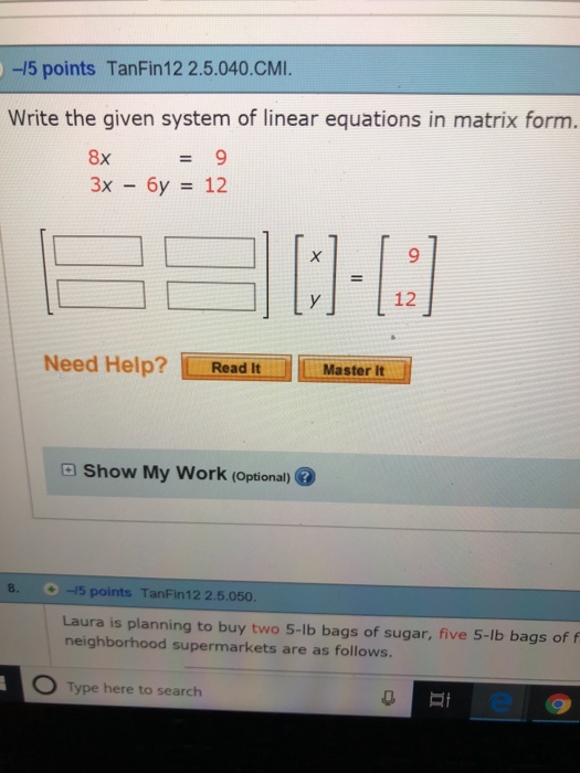 Solved -15 points TanFin12 2.5040.CMI Write the given system | Chegg.com