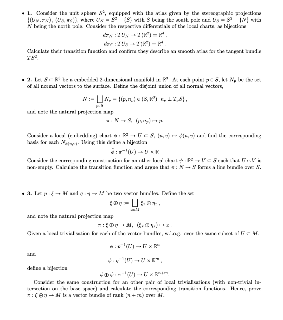1. Consider the unit sphere S, equipped with the | Chegg.com